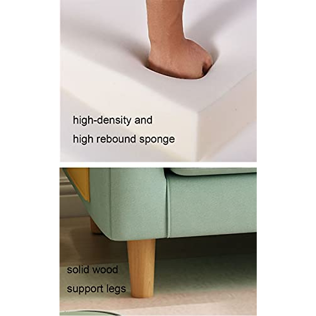 Sofa Couch Loveseat Sofa Chair Cotton and Linen Fabric 2-Seater Sofa Modern Decor Furniture Love Seat Couch with 2 Throw Pillows for Living Room Bedroom Office and Small Space