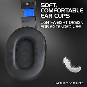 ENHANCE GX-H5 Gaming Headset with Microphone - Universal Gaming Headset for PS4, PS5, Xbox, PC, Switch with Adjustable Headband, Volume Controller, USB Sound-Isolating Earcups, Splitter Cable (Blue)