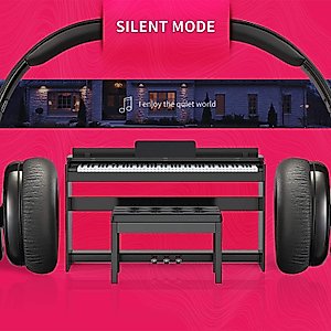 Setting 88-Key Weighted Digital Piano, Electric Upright Piano with 3-Pedal Unit Board, LCD Screen, Multi-Functional Full Size Keyboard and Power Adapter(Black(with Bench)), 53.5 x 29.9 12.2 Inch