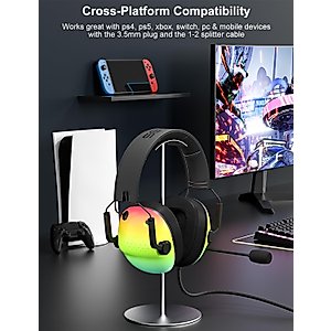 SENZER SG500 Surround Sound Pro Gaming Headset with Noise Cancelling Microphone - Soft Memory Foam Padding - Portable Foldable Headphones for PC, PS4, PS5, Xbox One, Switch - Gradient