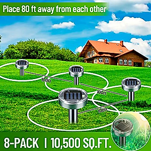 Mole Repellent Solar Powered 8 Pack Sonic Mole Deterrent Spikes,Snake Gopher Vole Repellent for Lawn Garden & Yard Gopher Deterrent,Groundhog Repeller