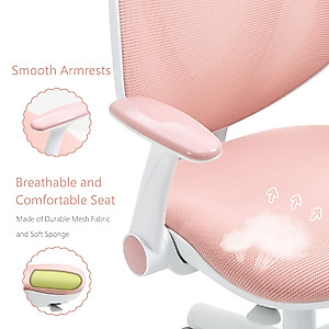 Villeston Cute Kids Desk Chair - Computer Study Reading Office Swivel Chairs for Boys Girls Teens with Adjustable Armrests and Footrest Pink