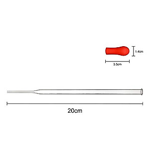 StonyLab Glass Dropper Pipettes, Thick Borosilicate Glass Dropping Pipettes 3ml Non-Graduated Liquid Transfer Pipettes with Red Rubber Caps for Laboratory Chemistry, Set of 10