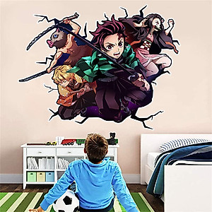 Anime Wall Decals Sticker,Children Cartoon Anime Bedroom Background Wall Decoration Self Adhesive Wall Sticker,Video Game Sticker Birthday Party Supplies