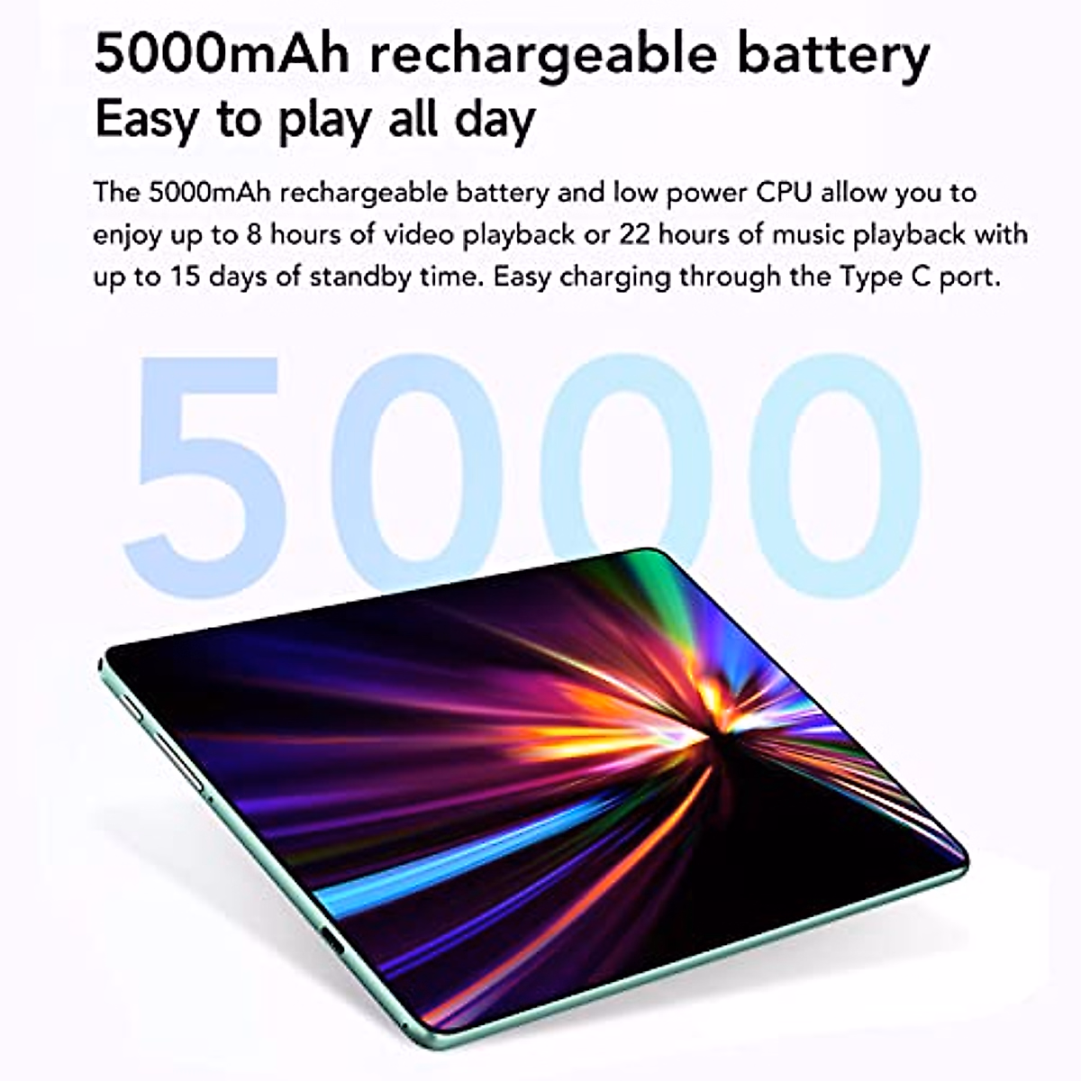 Gaming Tablet, 1600x2560 Octa Core 5000mAh Rechargeable 10.1in Tablet for Long Commutes (US Plug)