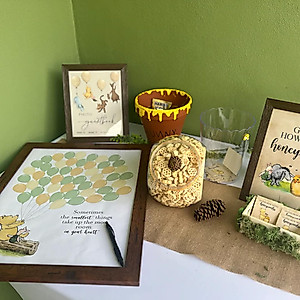 8" x 10" Classic Winnie Guestbook with 50 Balloons Unframe Sign Poster Cute Thumb Prints The Pooh Baby Shower Decorations Supplies