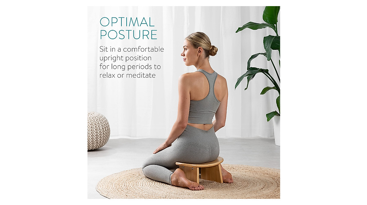 Navaris Bamboo Meditation Stool for Comfortable Practice