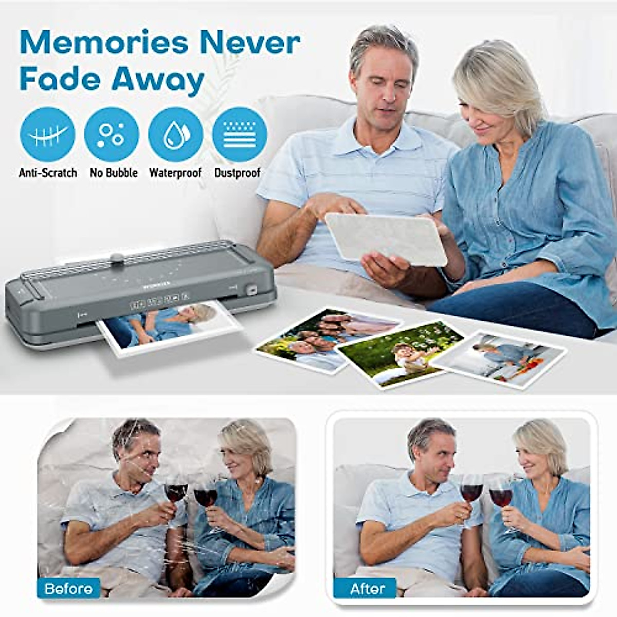 Laminator, A4 Laminator Machine, WORIKIZE Thermal Laminator with Laminating Sheets 20 Pouches for Home Office School