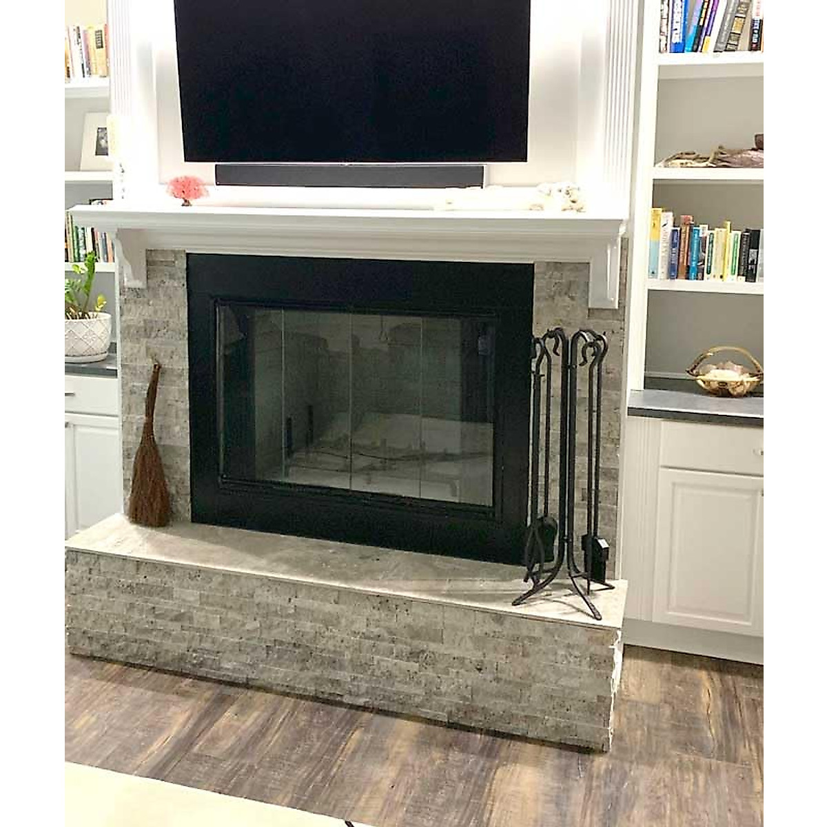 Pilgrim Home and Hearth 18003 Forged Hearth Fireplace Tool Set, 28", Matte Black