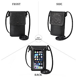 Cell Phone Purse Crossbody for Women Mini Mobile Phone Pouch Shoulder Bag Lightweight Leather Small Clear Bag with Strap