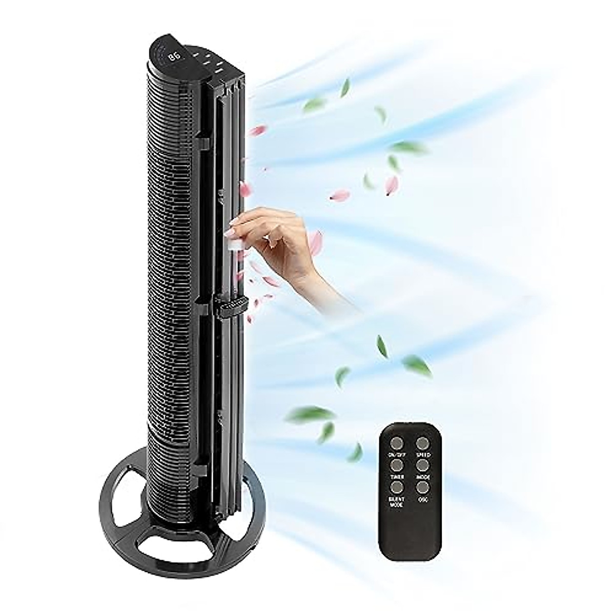 Simple Deluxe 40 Inch Oscillating Tower Fan for Bedroom, 6 Speeds Standing Fan with Essential Oil Diffuser, 30ft/s Velocity Cooling Fan for Indoors with Remote, 15H Timing, 3 Modes