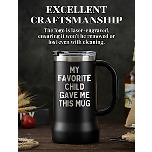 Onebttl Dad Gifts from Daughter Son, Stainless Steel Beer Stein Tumbler, 24oz Beer Mug with Lid for Father's Day