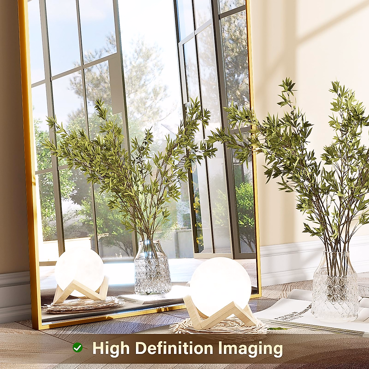 XRAMFY Arched Full Length Mirror 58"x18" Floor Mirrors with Aluminum Alloy Frame Free-Standing Wall Mounted Floor Mirrors or Large Dressing Mirror, Gold Arch Mirror