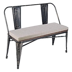 baibu 40 Inch Metal Bench Cushion with Ties, Non-Slip Rectangle Bench Seat Cushion Kitchen Bench Cushion with Machine Washable Cover - One Pad Only (Beige, 40x15x1.5in)