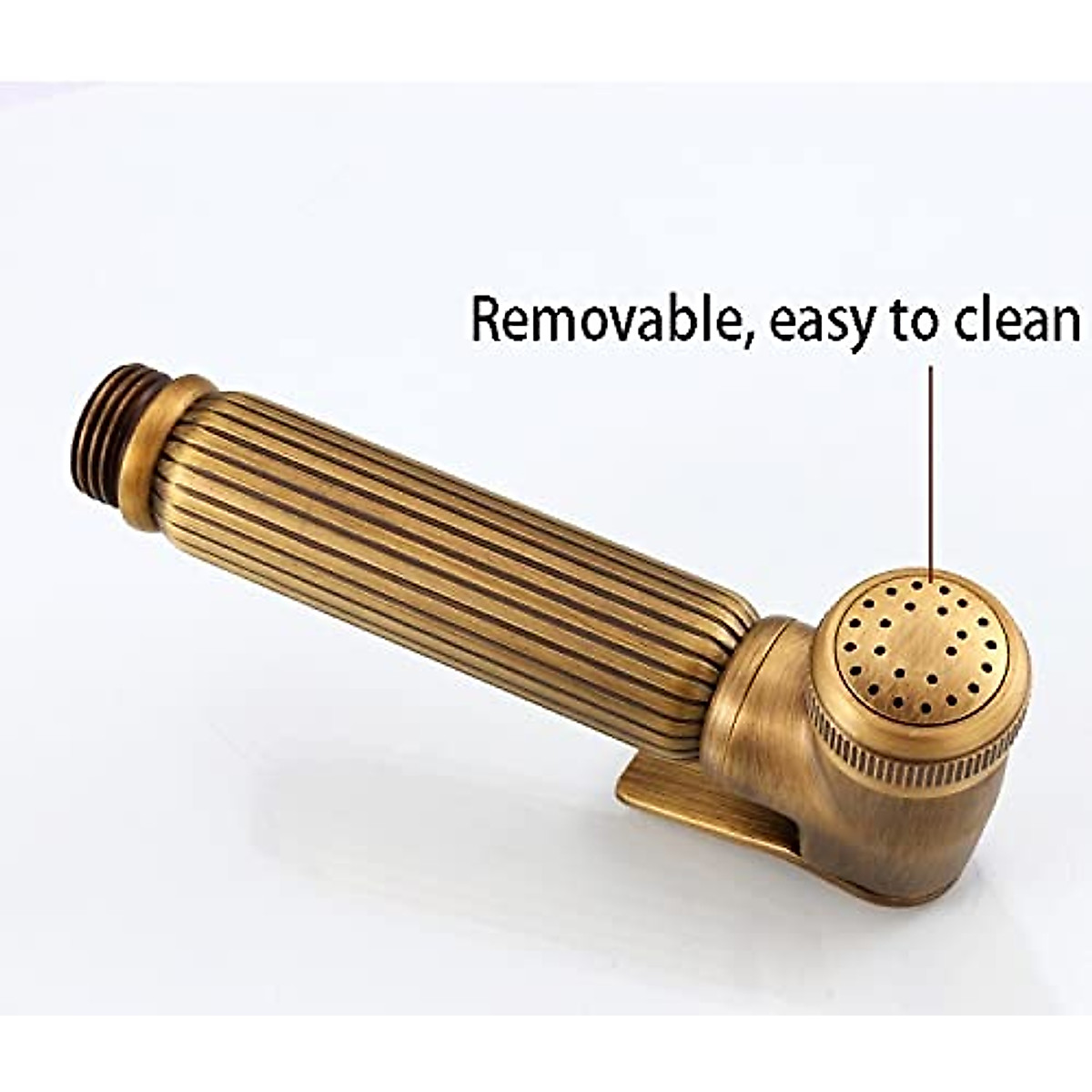 Antique Bronze Bidet Toilet Seat Sprayer Gun Hygienic Shower Set Bidet Faucet with Brass Shower Holder Carved Triangle (Color : D) (E)