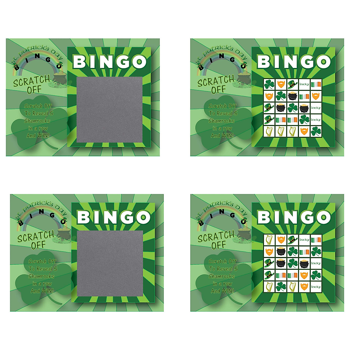My Scratch Offs 26 Pack St. Patricks Day Scratch Off Cards St. Pattys Days Shamrock for Bingo Cards, Party Favors, Game Cards