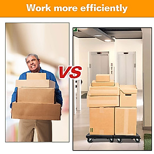 AQNIEGEP Furniture Dolly 4 Wheels Dollies for Moving Dollies with Wheel Dolly Cart with 2 x 60in Bungee Cords and A Pair of Gloves, Each Measures 16in x 11in x 3.5in, 550 lbs Capacity, 2 Pack