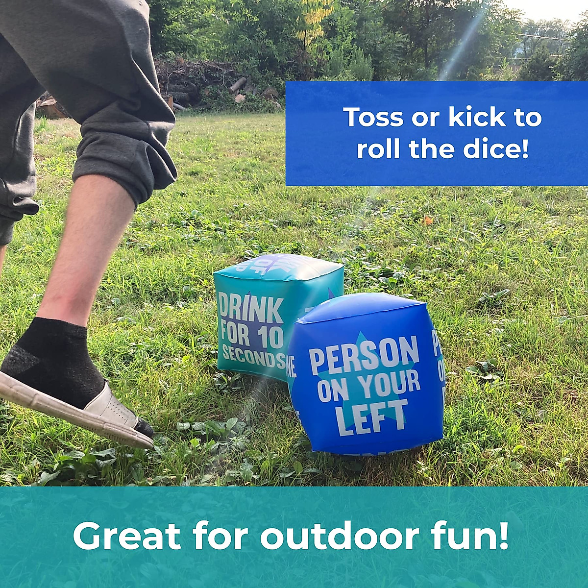 TMD Retail Giant Dice Drinking Game for Adults - Blow Up Dice PVC Inflatable and Reusable 2 Dice - 10" - Jumbo Dice for Indoor Outdoor Fun Games, Pool Parties, Lawn Floor Games