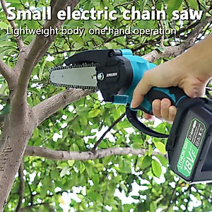 Cordless Mini Chainsaw 6“, BONSBOR handheld Chain saw with 2 Chains 2x 5.0Ah Batteries and A Charger for Tree Trimming Wood Cutting Courtyard Garden Pruning