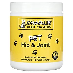 Charlie & Frank, Pet Hip & Joint, for Cats & Dogs, Helps Support Healthy Joint Function & Flexibility, 120 Soft Chews