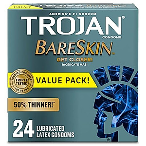 Trojan Bareskin Thin Premium Lubricated Condoms - 24 Count