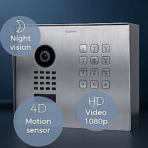 DoorBird IP Video Door Station D1101KH Modern, Surface-Mount, Stainless Steel V2A, Brushed, Surface-mounting