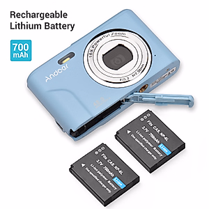 Andoer Portable Digital Camera 48MP 1080P 2.4-inch IPS Screen 16X Zoom Auto Focus Self-Timer 128GB Extended Memory Face Detection Anti-Shaking with 2pcs Batteries Hand Strap Carry Pouch