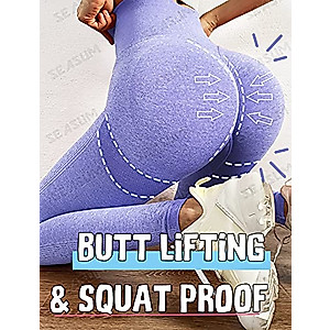SEASUM Seamless Leggings for Women Scrunch Butt Lifting Booty High Waisted Workout Gym Yoga Pants Tights XS