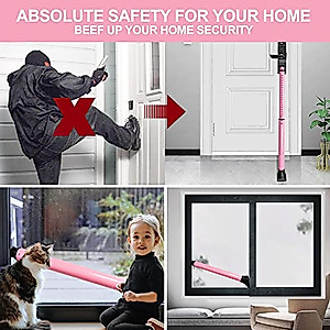 AceMining Upgraded Door Security Bar & Sliding Patio Bar, Heavy Duty Stoppers Adjustable Jammer for Home, Apartment, Travel (2 Pack,Pink)