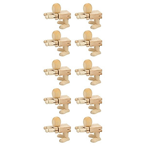 Wooden Robot, 10PCS Unfinished Wooden Robot Adjustable Figures Nature Bodies Joint Wooden Puzzle Building Craft Kit Wood People Shapes Figures for DIY Painting Arts Crafts (4.3x2.6x1.6in)