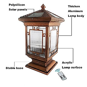 HSCW Solar Waterproof Landscape Lightins Modern Aluminium Die-Casting Pillar Lamp Outdoor Main Gate Stigma Lighting Column Headlights Home Garden Solar Lights Outdoor Wall Lights Lights 3