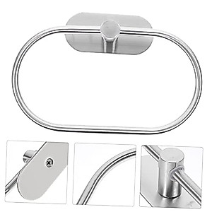 DOITOOL Hand Towel Holder for Wall Mount Bath Storage Kitchen Duty Square Stainless Heavy Towel Hand Steel Bathroom Room Laundry Round Rack Ring Modern Toilet Hanger Holder Towel Holder