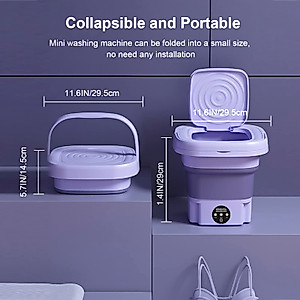 Portable Washing Machine, Foldable Mini Washer for Baby Clothes, Underwear Bra Intimates Delicates Socks or Apartment, Camping, RV, Travel, Business Trip (110V-240V), With US Adapter, Purple Color