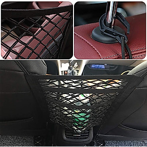 NEOUZA Car Mesh Organizer, Seat Back Net Bag, Barrier of Back seat Front Seat Pet Kids, Cargo Tissue Purse Holder, Driver Storage Netting Pouch SUV Minivan Pickup Truck Drive Safe (3-Layer)