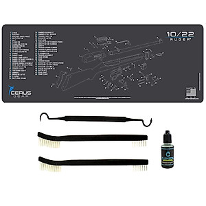 EDOG Ruger 10/22 5 Pc Cerus Gear Schematic (Exploded View) Heavy Duty Rifle Cleaning 12”x36” Padded Gun-Work Surface Protector Mat Solvent & Oil Resistant & 4 Pc Cleaning Essentials