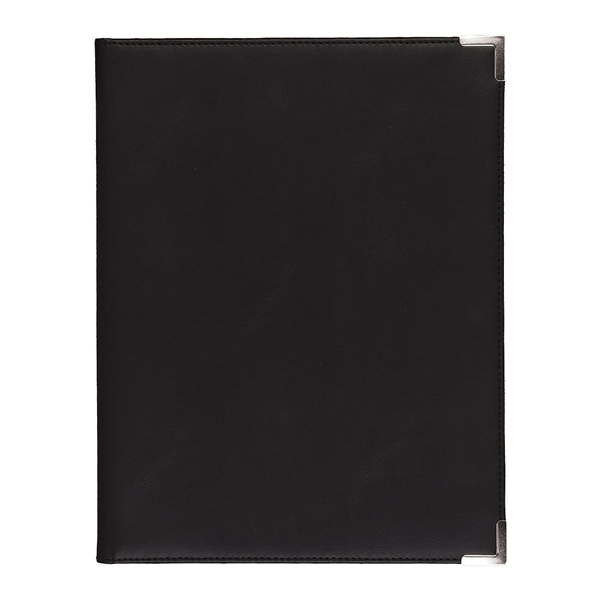 Samsill Classic Business Padfolio, Executive Portfolio, Black Faux Leather, Brass Corners, Resume Document Organizer, Holds 8.5 x 11” Writing Pad, Pen Loop