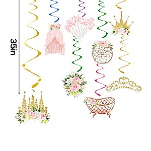Princess Birthday Party Decorations, Princess Party Supplies, Princess Party Banner and Hanging Swirls