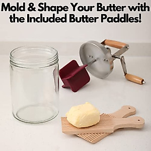 Dazey Butter Churn - Hand Crank Butter Churner- Manual Butter Maker- Beech Wood BUTTER PADDLES INCLUDED. Create Delicious Homemade Butter With Your Own Hand Crank Dazey Butter Churner (Turn N Churn)
