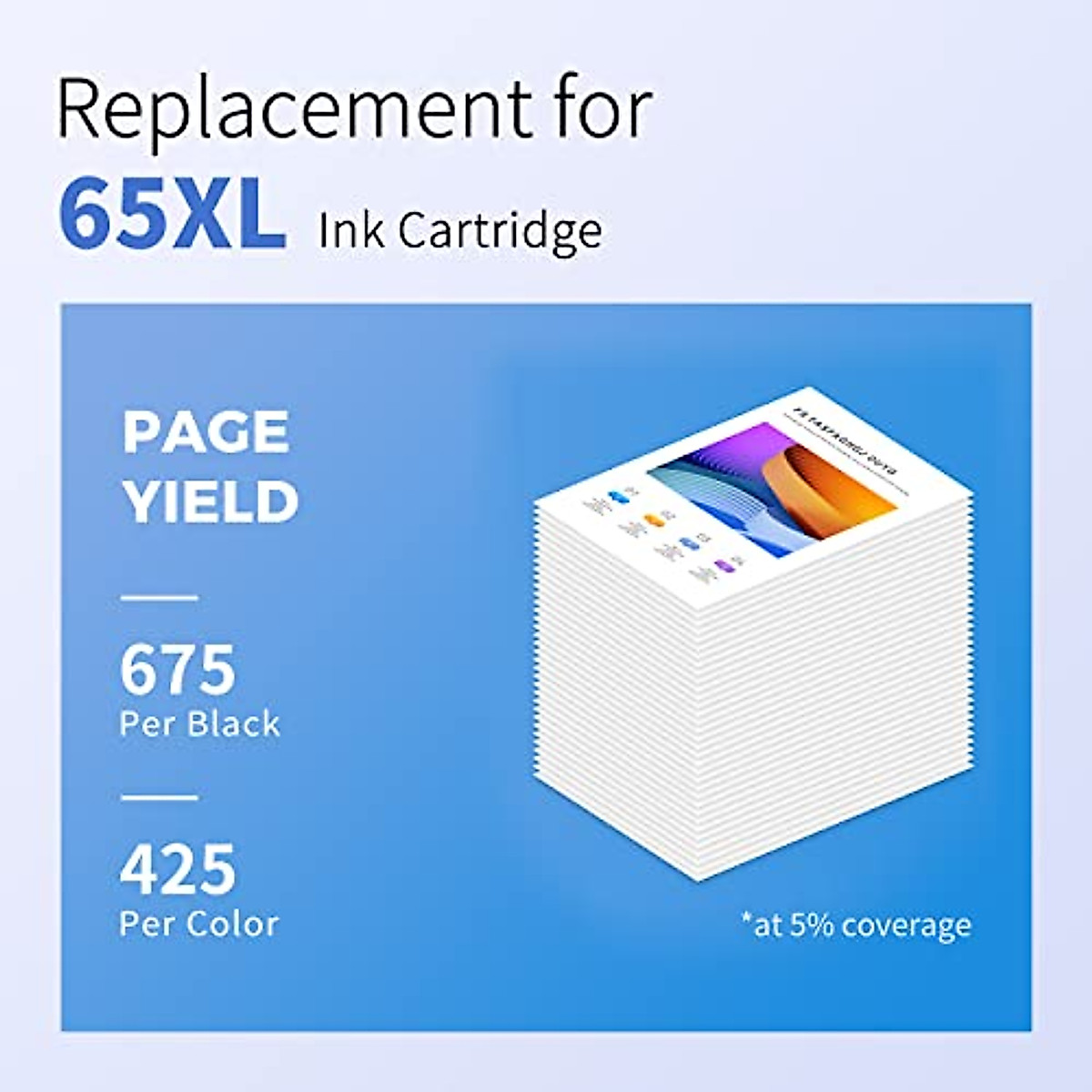 65XL Ink Cartridge Combo Pack Remanufactured Ink Cartridge Replacement for HP 65XL 65 XL for HP Envy 5055 5052 5000 DeskJet 3755 3752 2652 2600 3772 2622 Printer Black Color 65 Ink Cartridge