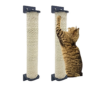 VCEPJH 2 Pcs Cat Scratching Post for Crate Cage Mounted Cat Scratcher Natural Sisal Scratch for Scratching and Climbing Furniture 15x2.7inches (White)