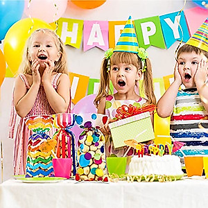 Rainbow Cellophane Treat Bags, Polka Dot Stripes Printed Pattern Goodie Candy Favor Bags with Twist Ties for Pride Day Kids School Lunches Baby Shower Birthday Party Supplies (105 Pieces) (180 Pieces)