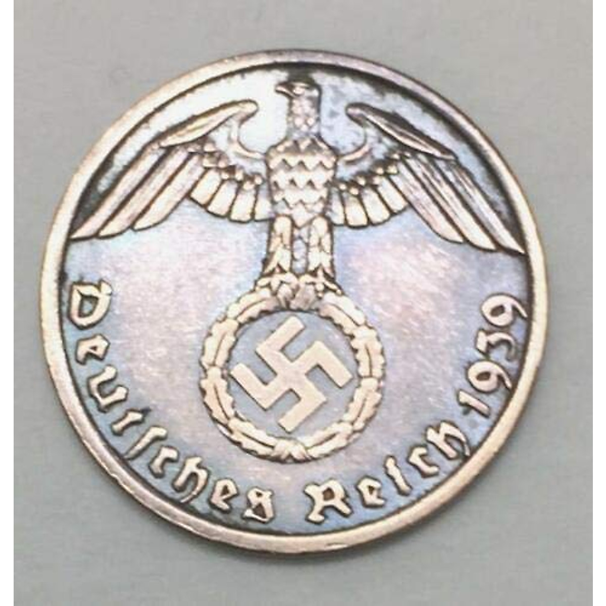 1939 Various Mint Marks WW2 Rare German 1 Rp Coin with Stamps & 1 Mark Bill in Disp Frame 1pf Seller Perfect Uncirculated