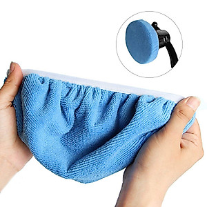 ZYTC Car Polishing Waxing Sleeve Polisher Pad Bonnet Microfiber Pad Soft Pack of 5 (Light Blue, 9"-10")