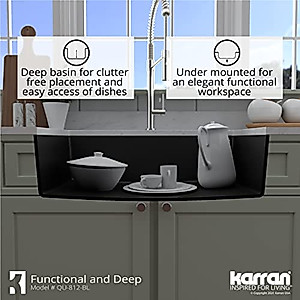 Karran QU-812 Undermount 32.5 in. Large Single Bowl Quartz Kitchen Sink in Black