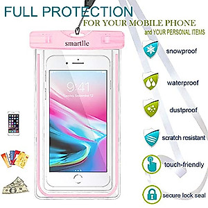 Waterproof Phone Pouch holder, smartlle Universal Waterproof Phone Case, Dry Bag Underwater Dirtproof iPhone 13 12 11 Pro Max XR,XS, 8,7,6 Plus, SE, Galaxy S22 21/Note, LG,7”, Beach Water Pool -3 Pack