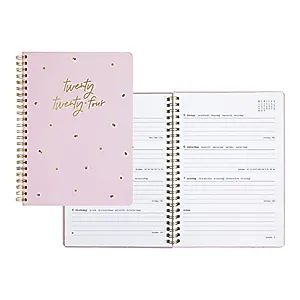 Letts Celebrate Weekly/Monthly Planner, 12 Months, January to December, 2024, Gold Twin-Wire Binding, A5 Size, 8.25" x 5.875", Multilingual, Rose (C082185-24)