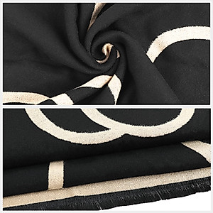 EASTBUDDY Cashmere Feel Scarfs for Women,Pashmina Shawl Wraps with Tassel, Winter Warm Large Blanket Scarf for Travel (Black + Khaki)