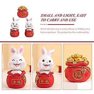 NOLITOY 3PCS 2023 Miniature Rabbit Figures, Chinese Year of The Rabbit Ornament, Resin Bunny Statue with Lucky Money Bag for Souvenir Gift DIY Micro Garden Landscape Bonsai