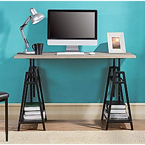 Signature Design by Ashley Irene Industrial Adjustable Desk, Beige & Gray