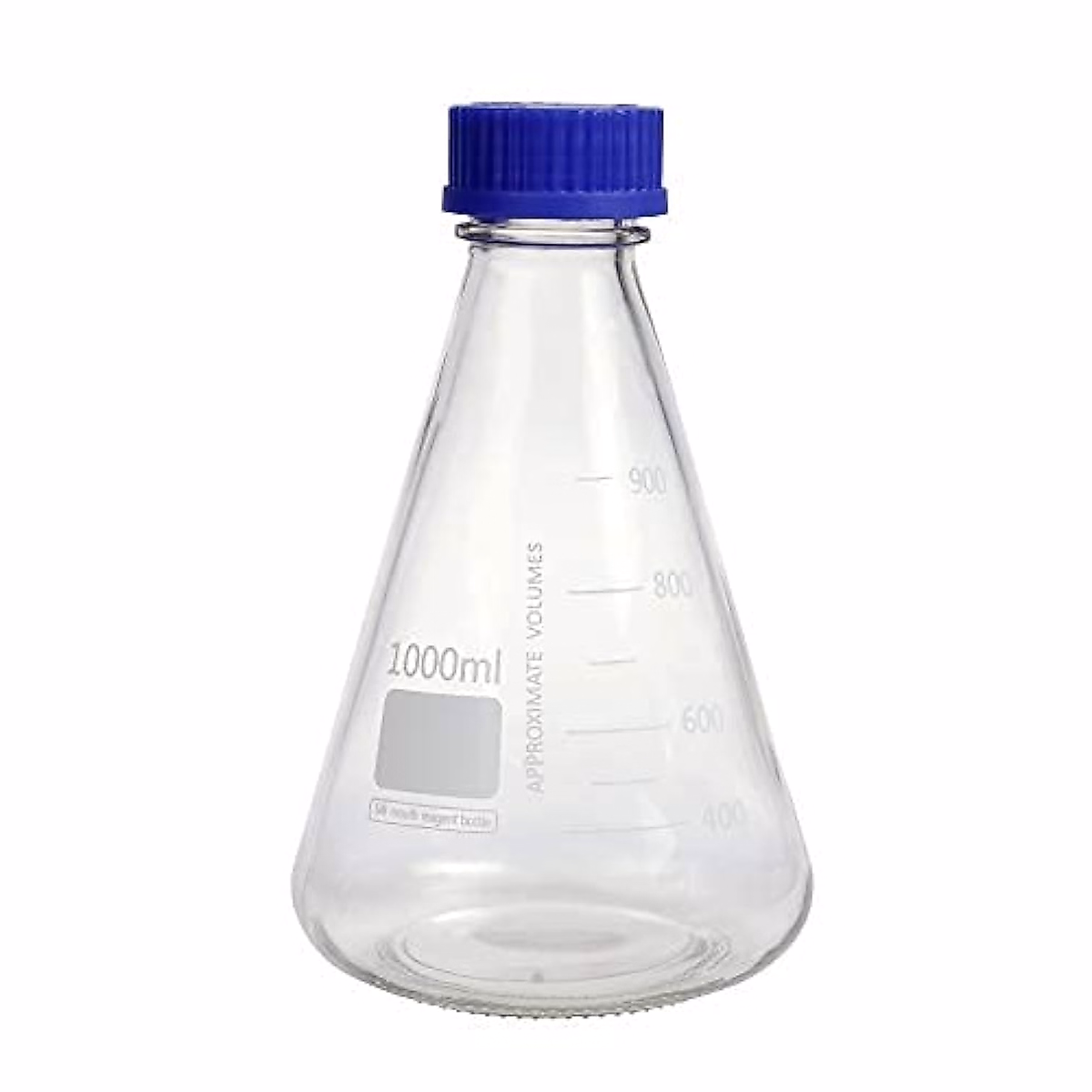 3 Pieces Pastein 1000ml Narrow Mouth Graduated Lab Erlenmeyer Glass Flask Bottle with GL45 Screw Cap (Blue)